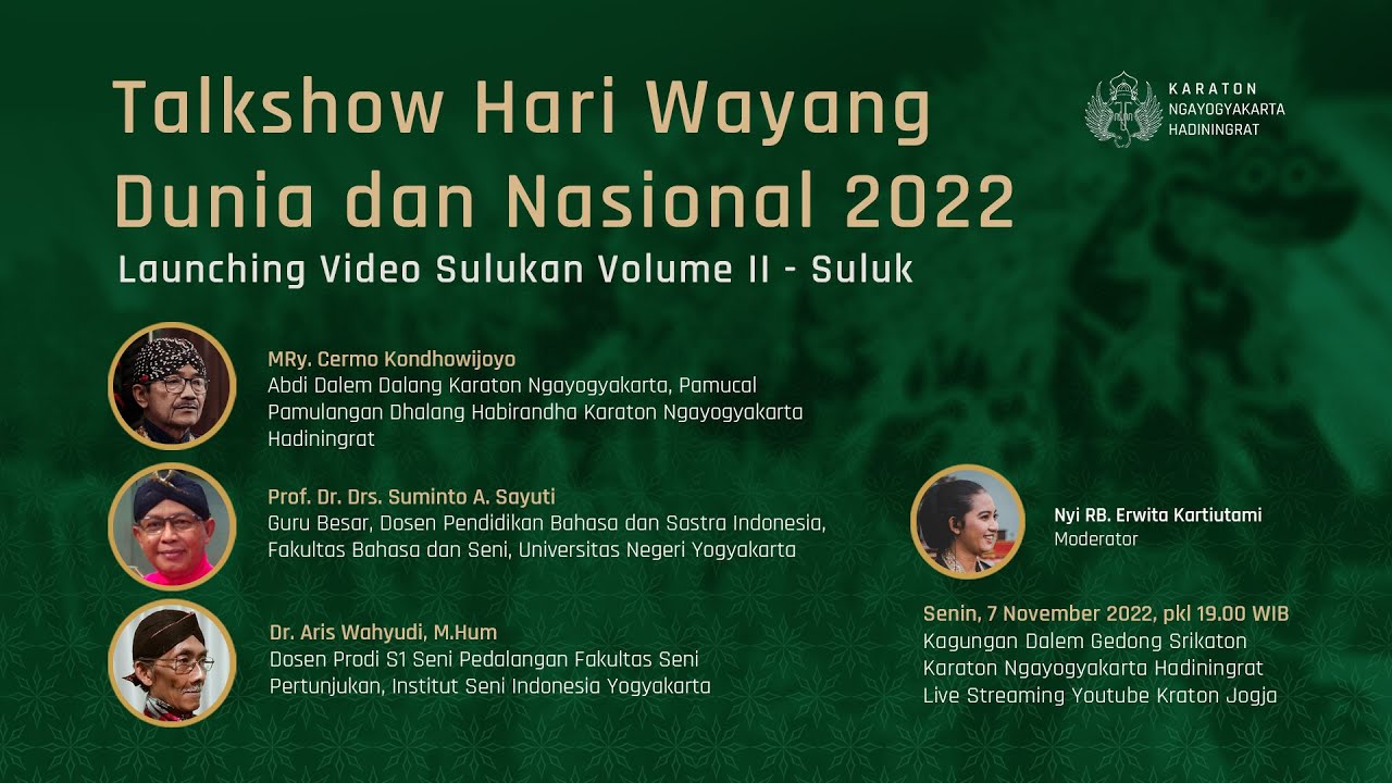 Talkshow Hari Wayang 2022 dan Launching Video Sulukan Volume II - Suluk ...