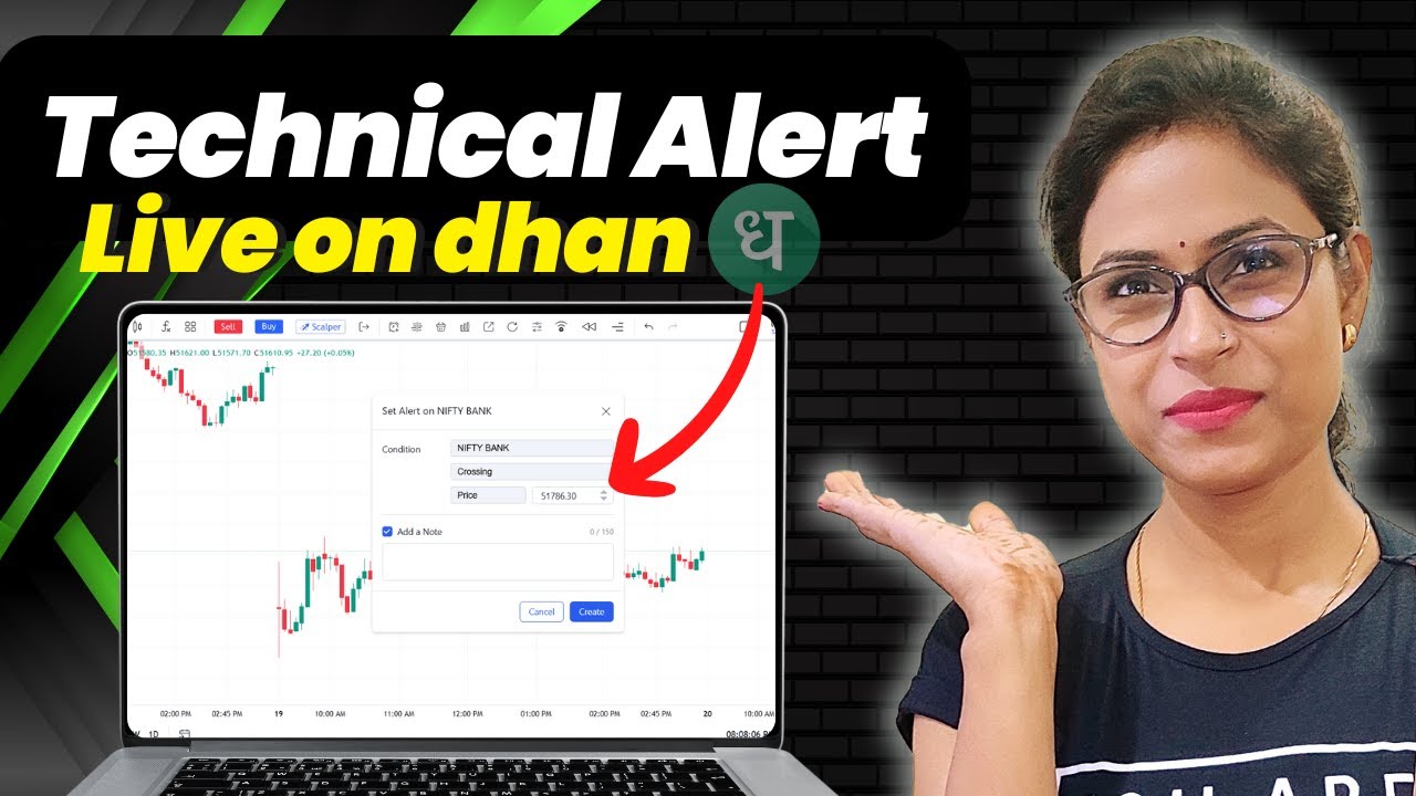 Technical Alerts on Dhan TradingView | How to set technical alert to find trades on dhan # ...