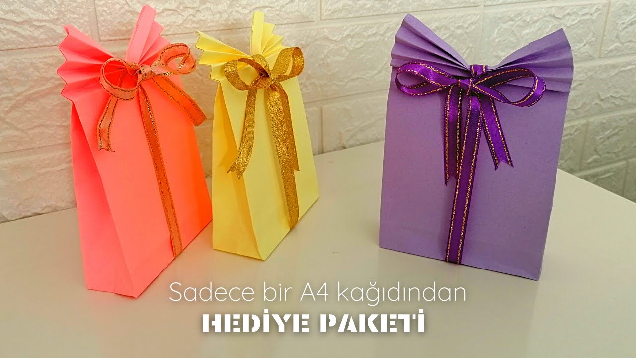 A4 KAĞIDINDAN ÇOK KOLAY HEDİYE PAKETİ 🎁 ️ MAKAS YOK DOĞUM GÜNÜ ...