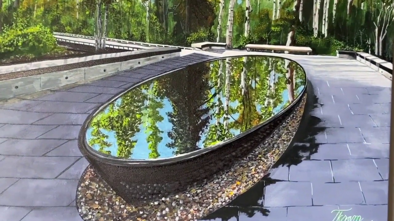 Landscape art - Painting of a reflecting pool - YouTube