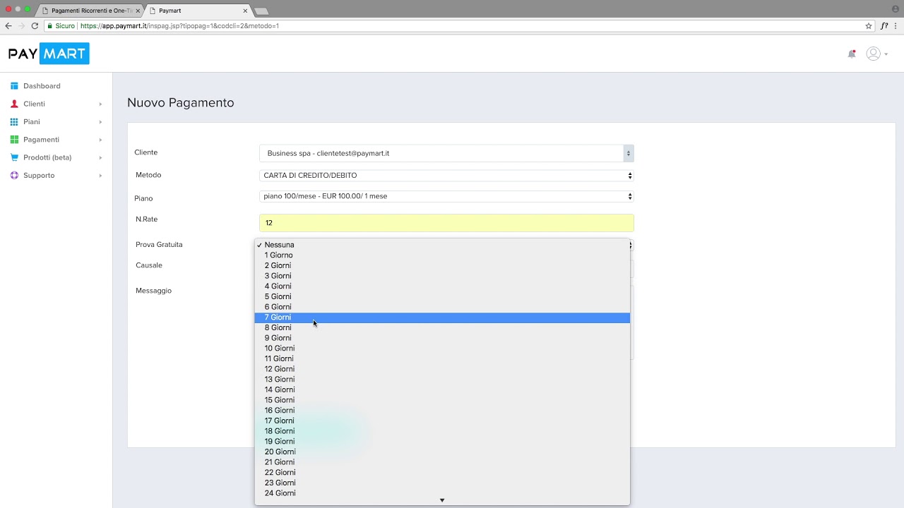 PAYMART COME CREARE UN PAGAMENTO RICORRENTE - YouTube