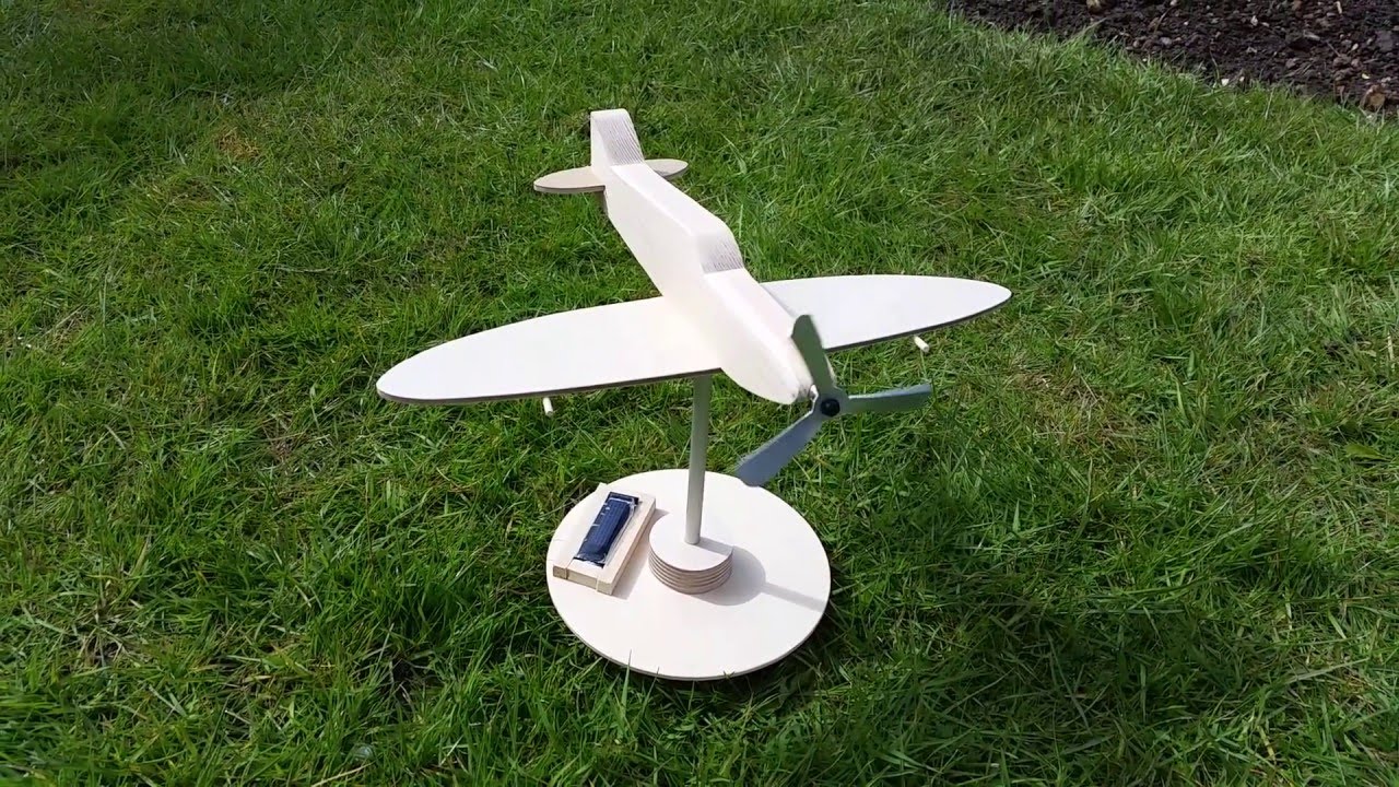 Spitfire - wooden model kit - (unpainted) Solar powered propeller - YouTube