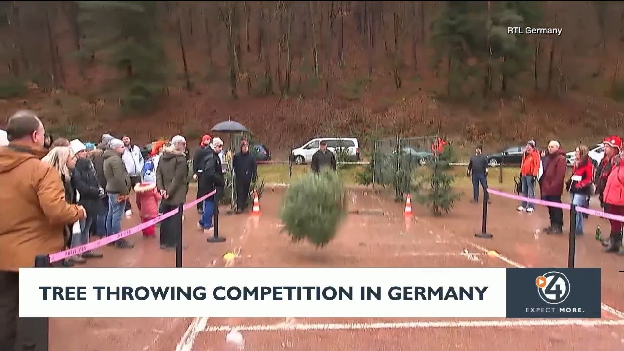 Tree throwing competition in Germany - YouTube
