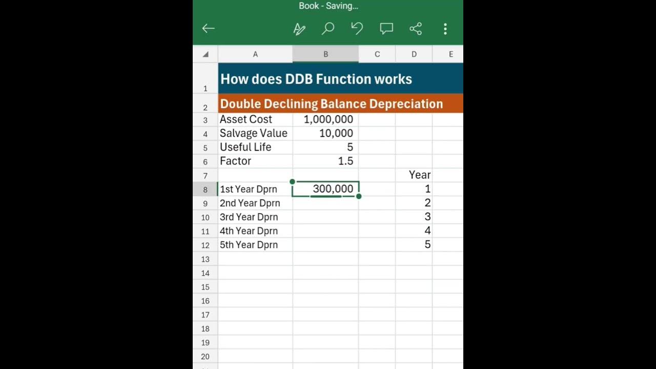 How to calculate Double Declining Depreciation using DDB Function in Excel. Watch the full video ...