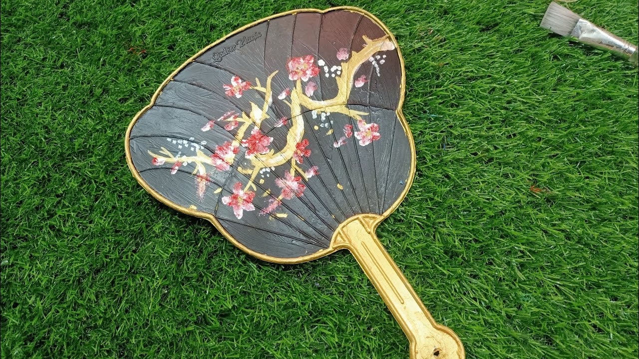 DIY Chinese Hand Fan| old hand fan Transformation| Cherry Blossoms on ...