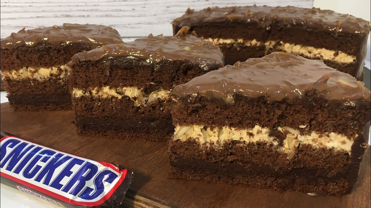 Snickers cake that melts in your mouth! Very tasty! - YouTube