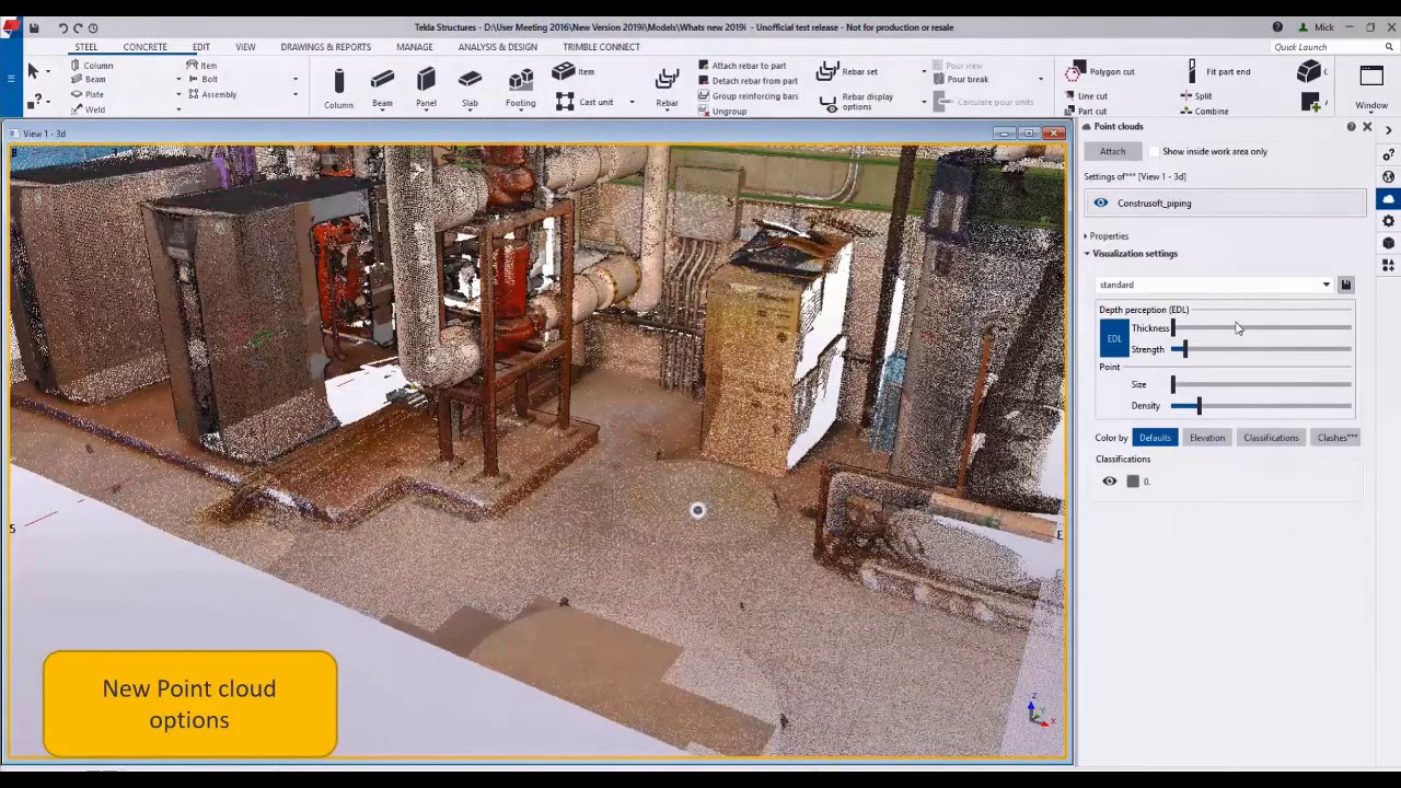 Enhanced point cloud visualization including clash checking (steel) - Tekla Structures 2020 ...