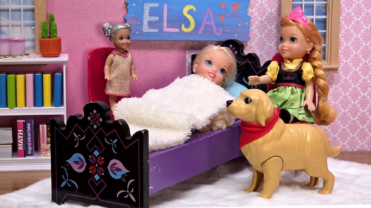 Oh, no, little Elsa is sick ! Get well - Elsa & Anna toddlers - cough ...