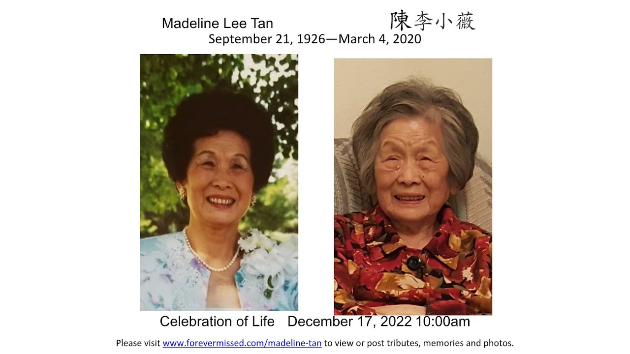 Madeline Tan Memorial Service - YouTube