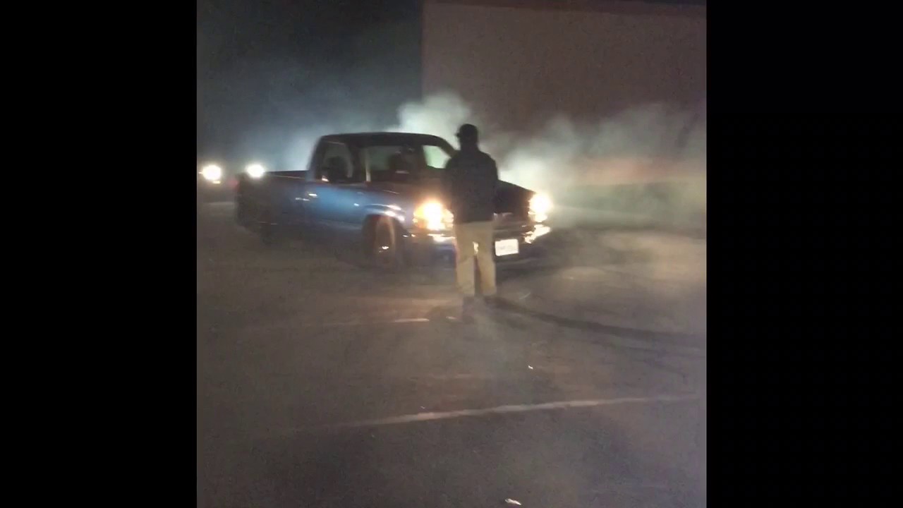 Burning out doing donuts - YouTube