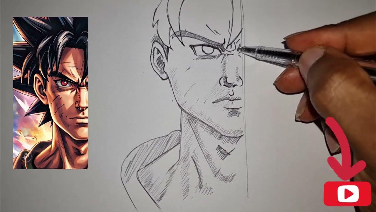 How to Draw Goku from Dragon Ball | Step-by-Step Anime Drawing Tutorial ...
