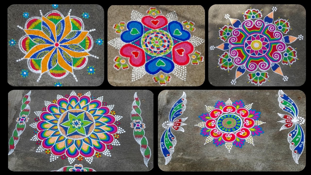 New year muggulu | 2025 kolam | colourful rangoli designs compilation ...