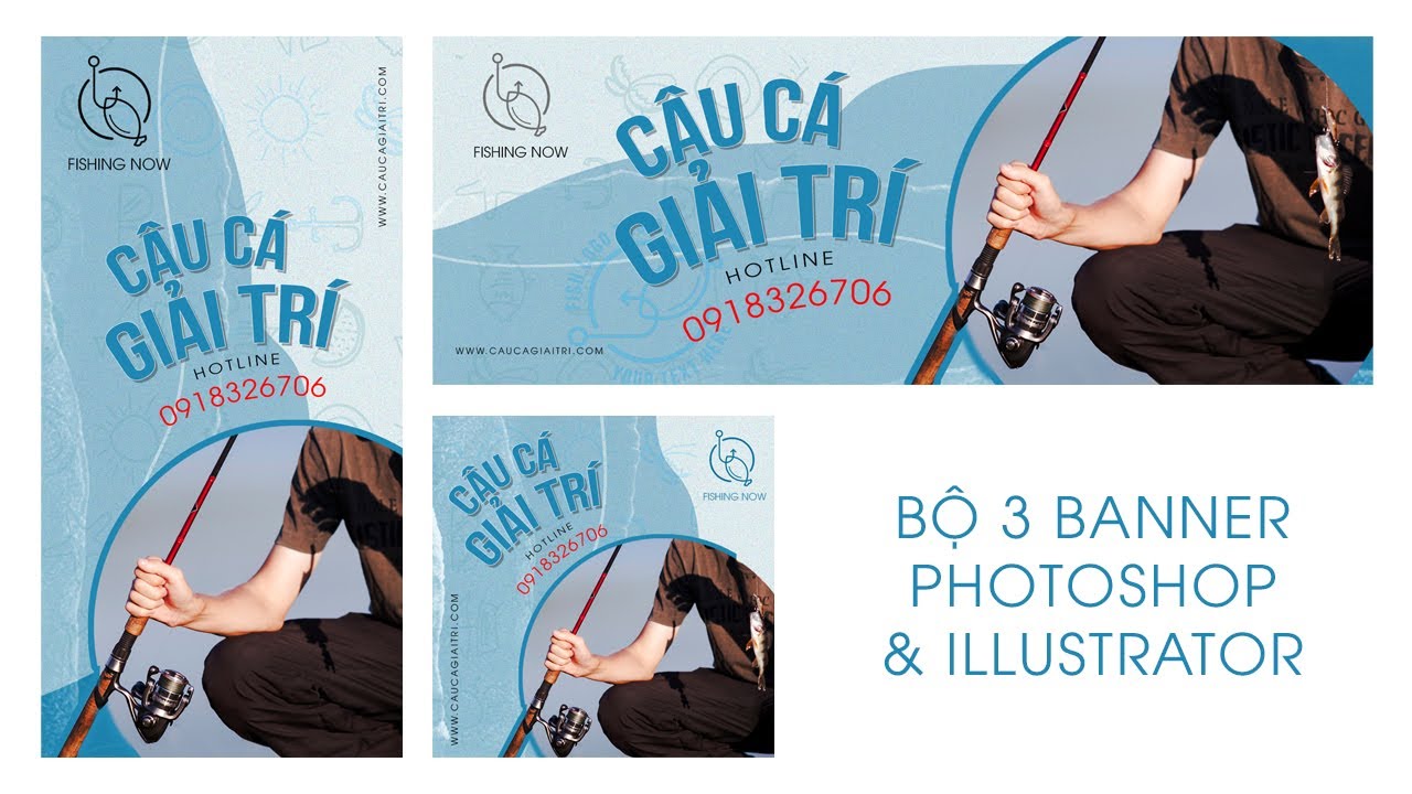 Thiết kế banner câu cá giải trí kết hợp illustrator và photoshop - YouTube