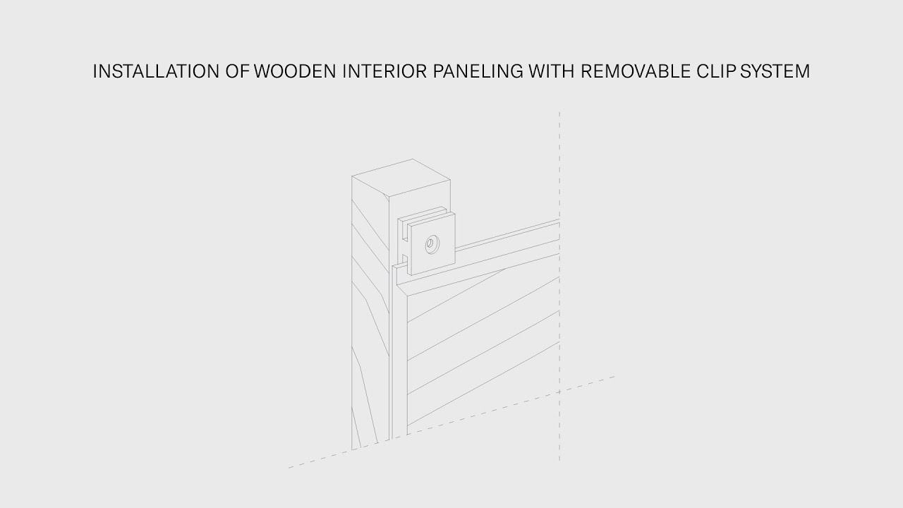 Installation of wooden interior paneling with removable clip system ...