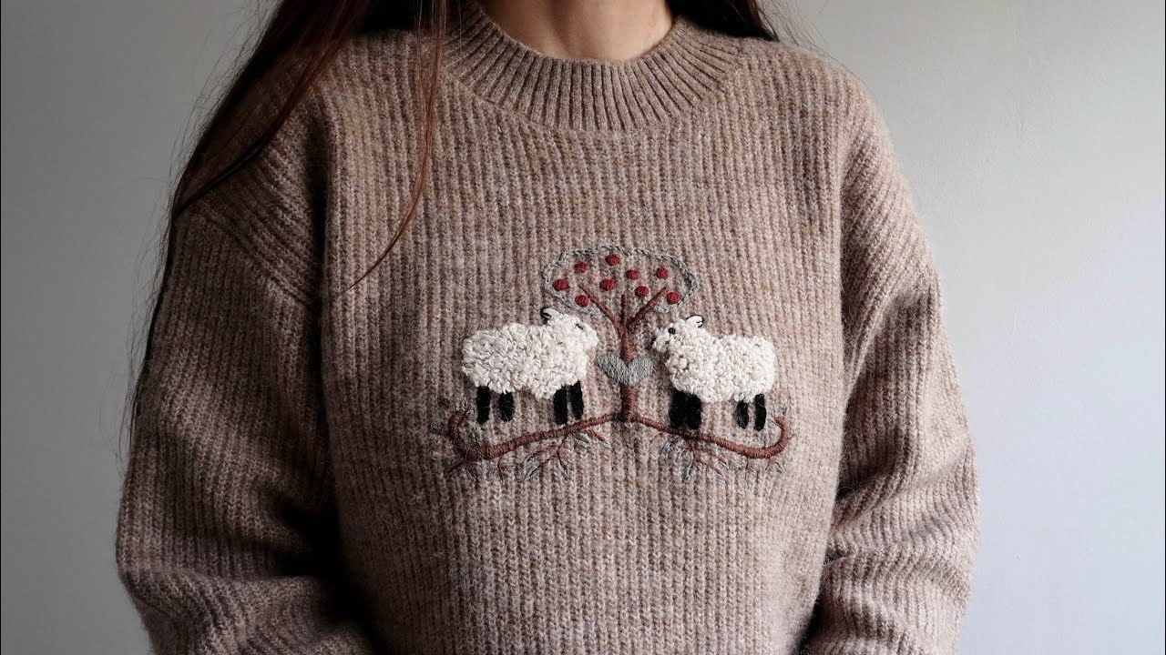 "Apple tree" pattern - hand embroidery with wool on clothes - YouTube