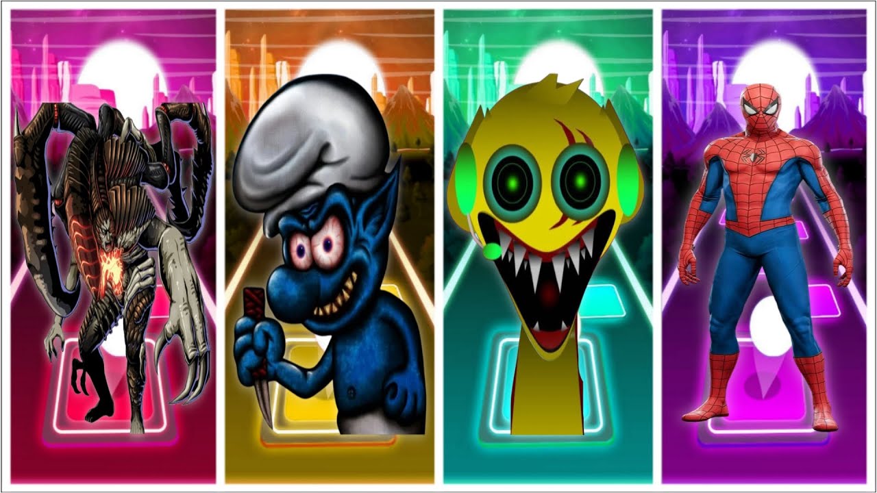 Tiles Hop Runby Mutated Monster SMURF-WORM EXE Incredibox Sprunki ...