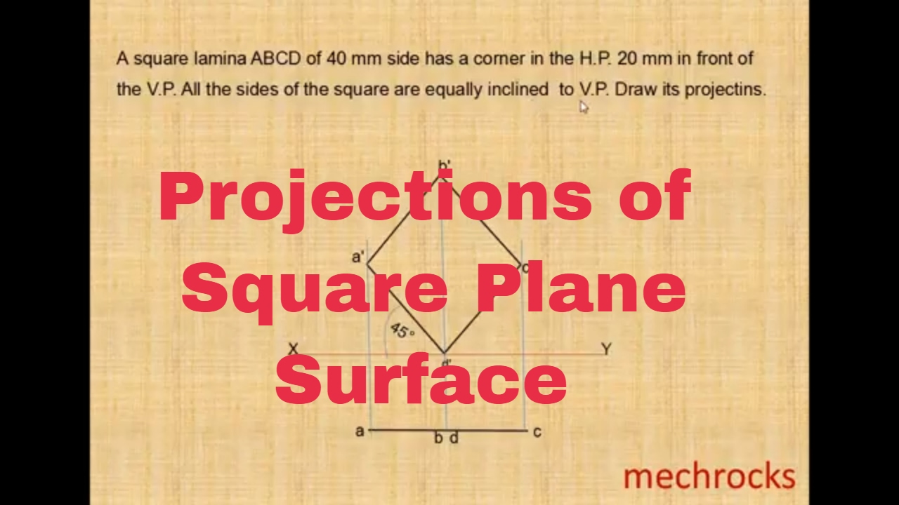 Engineering Drawing - Projections of square Plane Surface - YouTube
