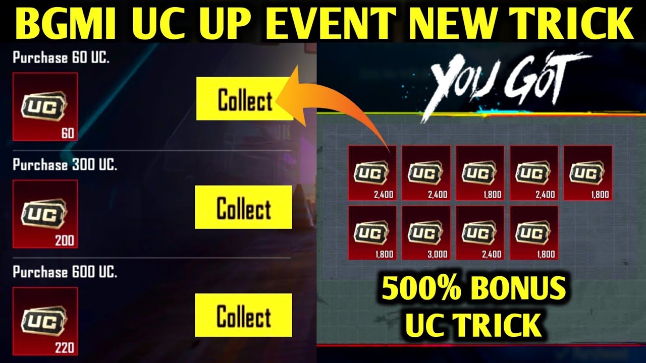 😍BGMI UC UP EVENT NEW TRICK | 500% BONUS UC TRICK | 10 TIMES BONUS UC TRICK - YouTube