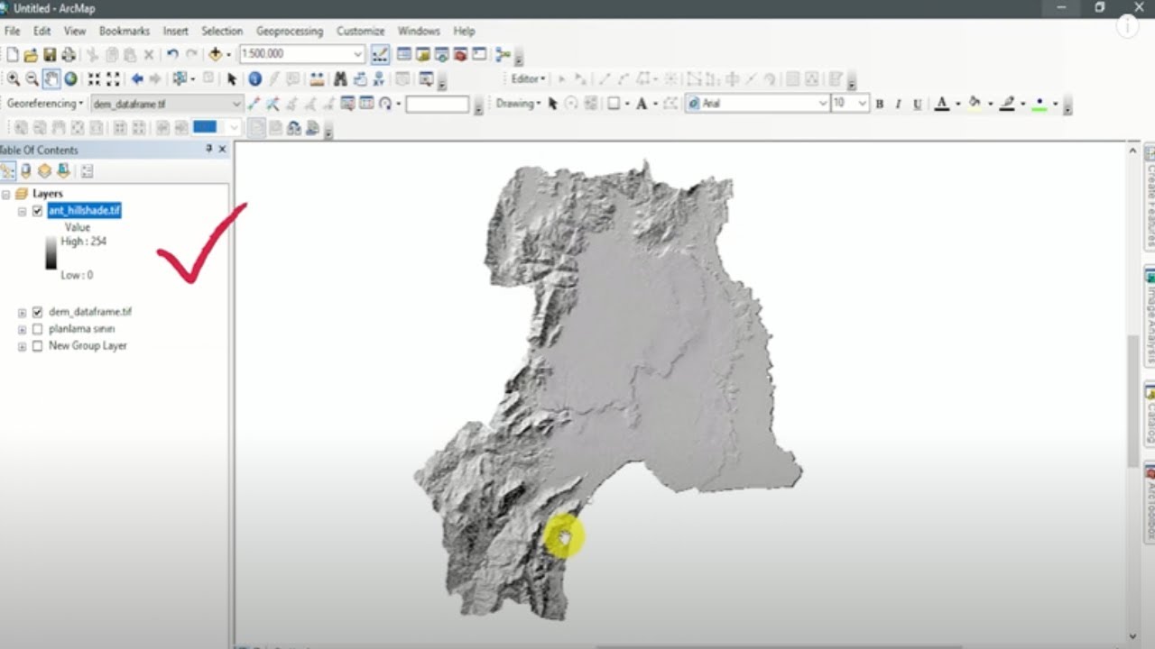 ARCGIS HILLSHADE- KABARTMA HARİTASI (creating hillshade map) - YouTube