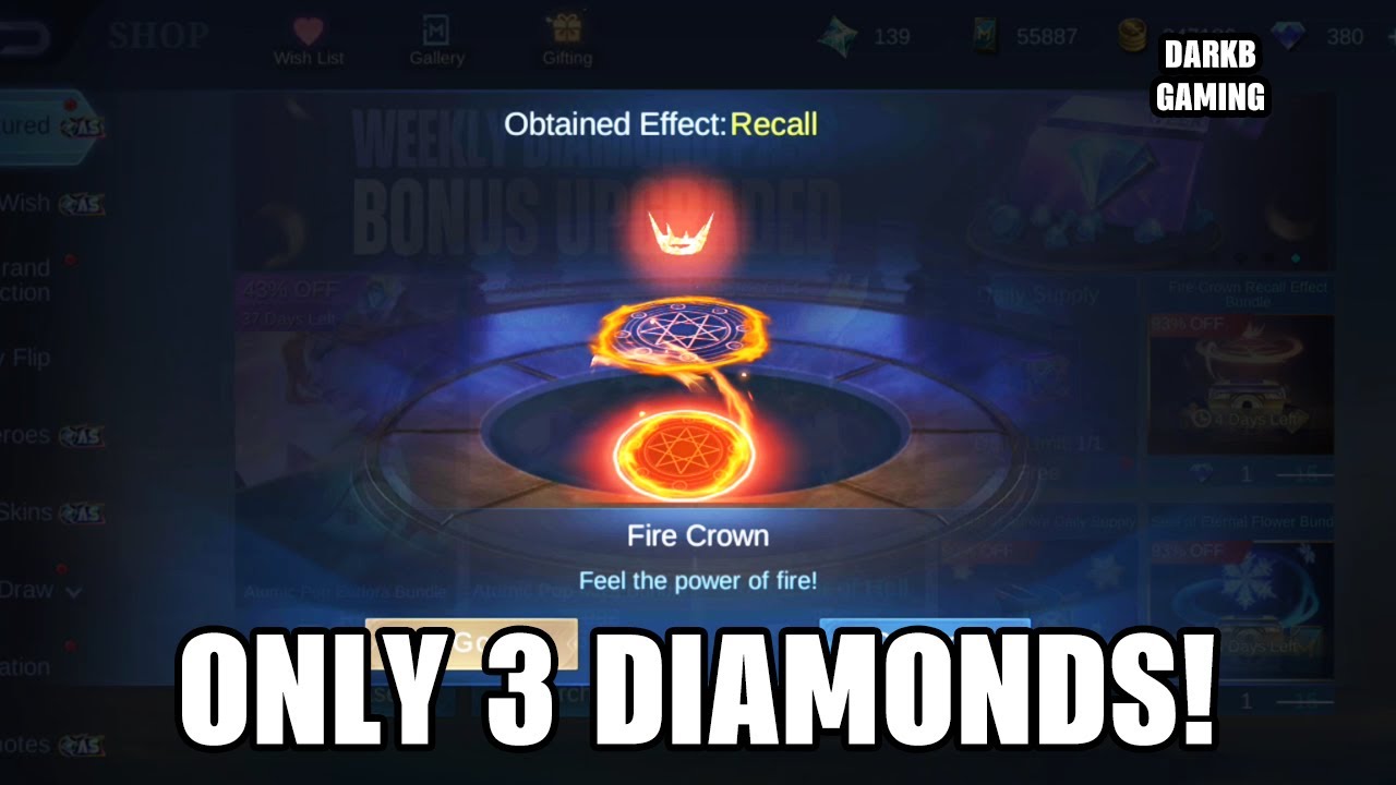 How To Get Fire Crown Recall Effect for Only 3 Diamonds | Mobile ...
