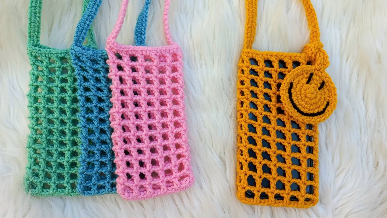 EASY&FAST crochet 💙Phone bag💙tutorial/(mobile net cover) - YouTube