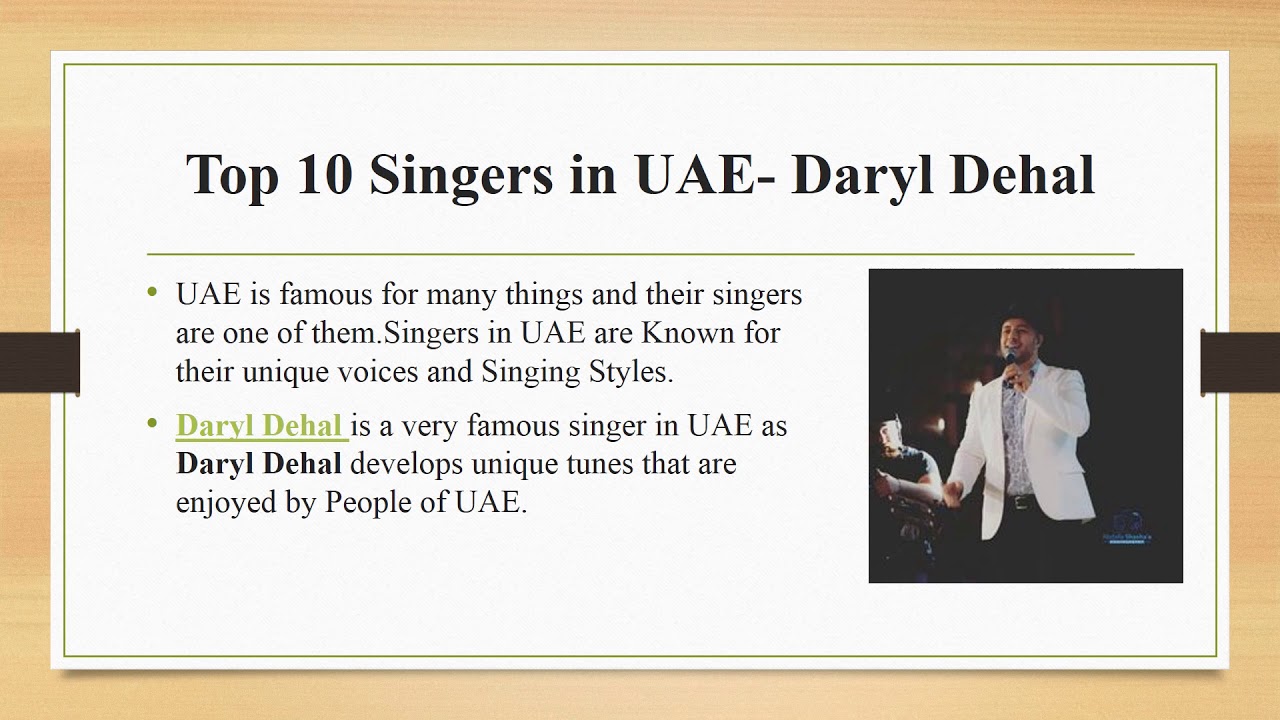 Famous Singers in UAE Daryl Dehal - YouTube