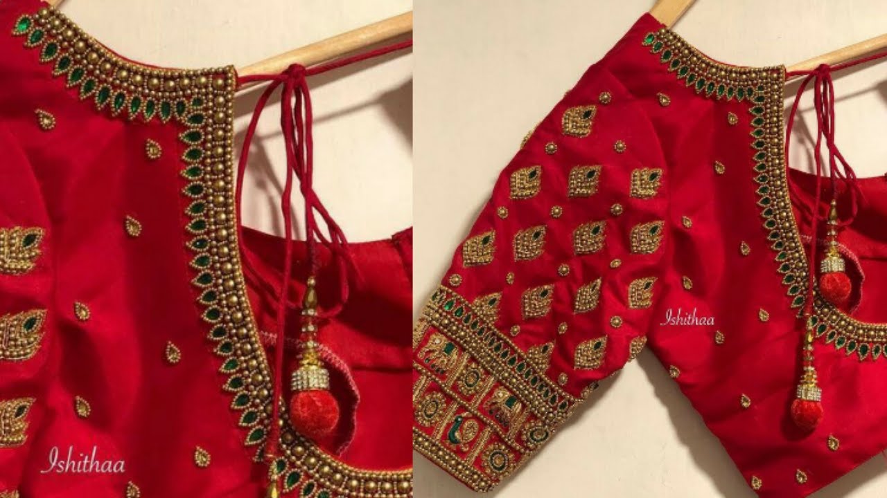 Most Beautiful Neck Design For Blouses with Normal Stitching Needle-Same As Aari/Maggam Work ...
