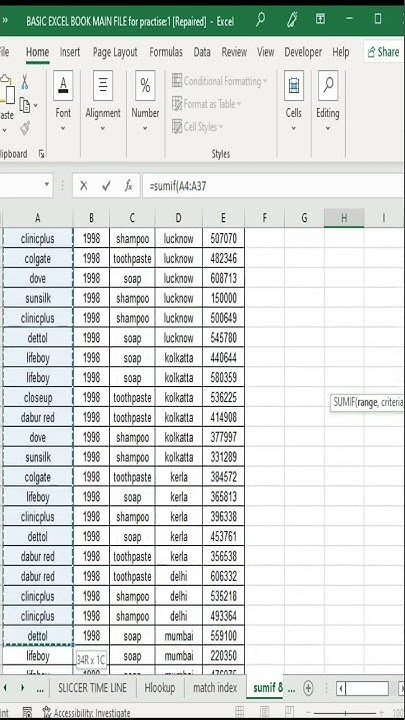 Sumif & Sumifs Formula in Excel #nkexcelclasses #exceltutorial #short #excel - YouTube