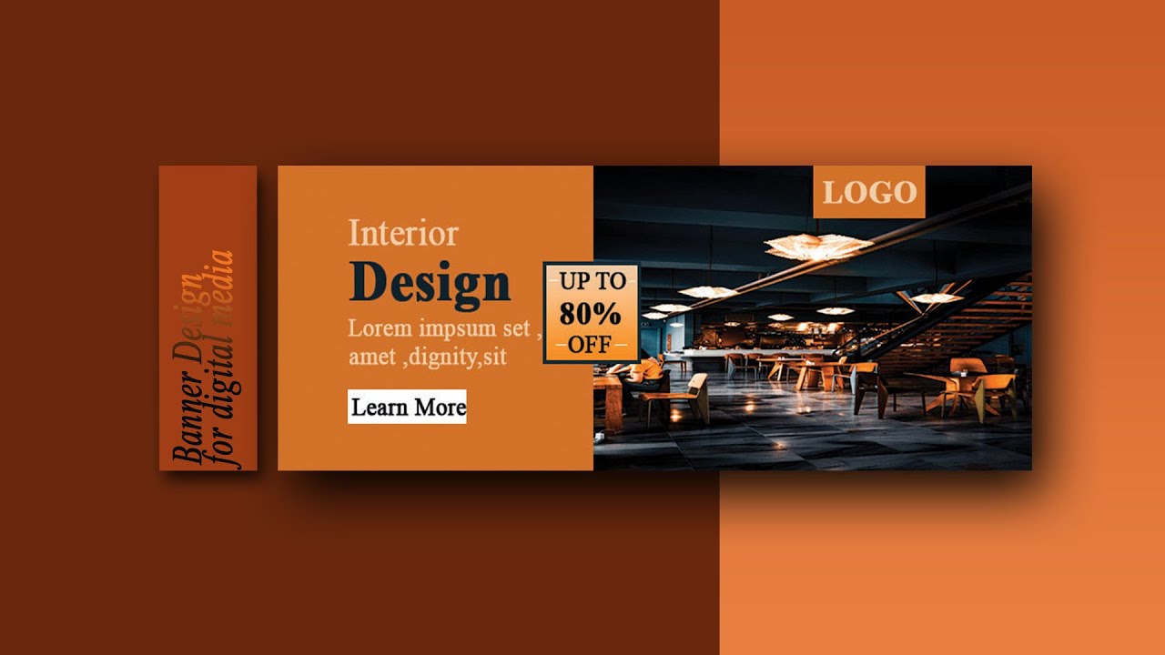 Banner design for digital media | Photoshop tutorial | Adobe photoshop ...