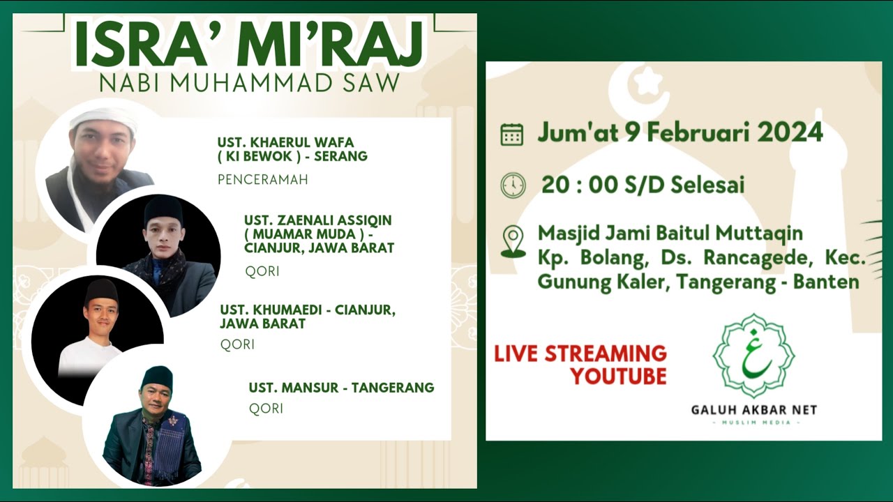 🔴LIVE ISRA MI'RAJ NABI MUHAMMAD SAW. MASJID BAITUL MUTTAQIN KP. BOLANG ...