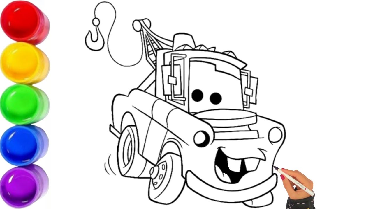 Drawing and Coloring Mater || Lightning McQueen's best friend || Mater ...
