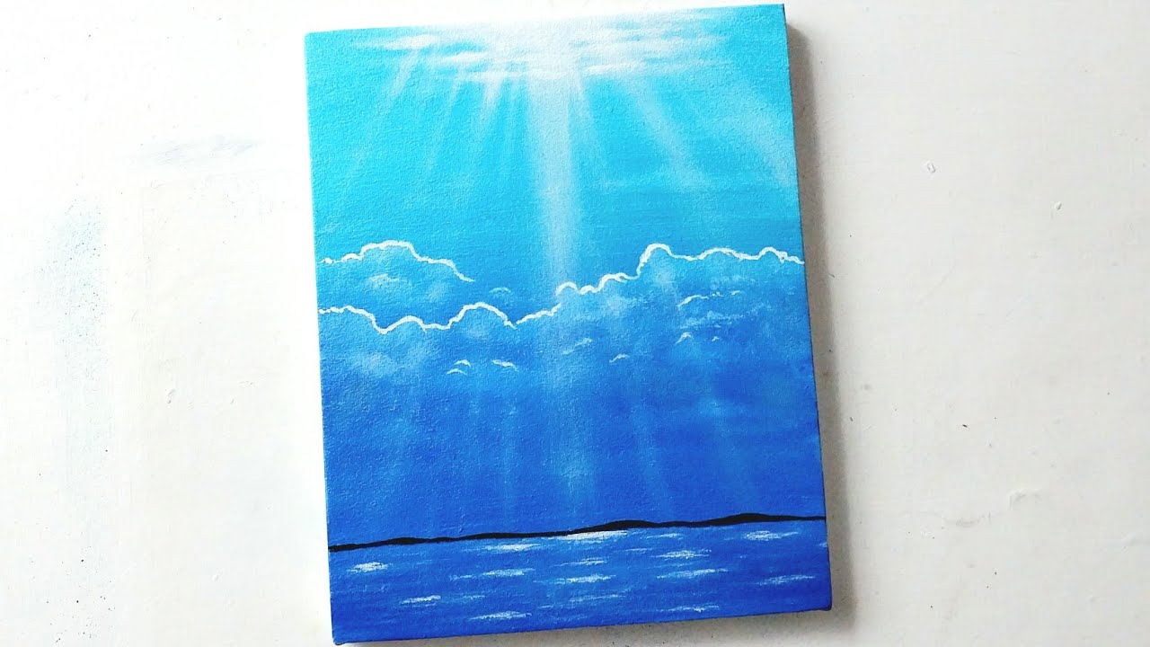 Pemandangan Awan | Lukisan Akrilik Simpel Dan Mudah - YouTube