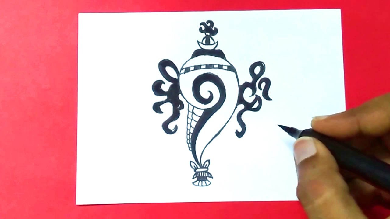 How to Draw Vishnu Conch | Vishnu Shanku Easy Drawing - YouTube