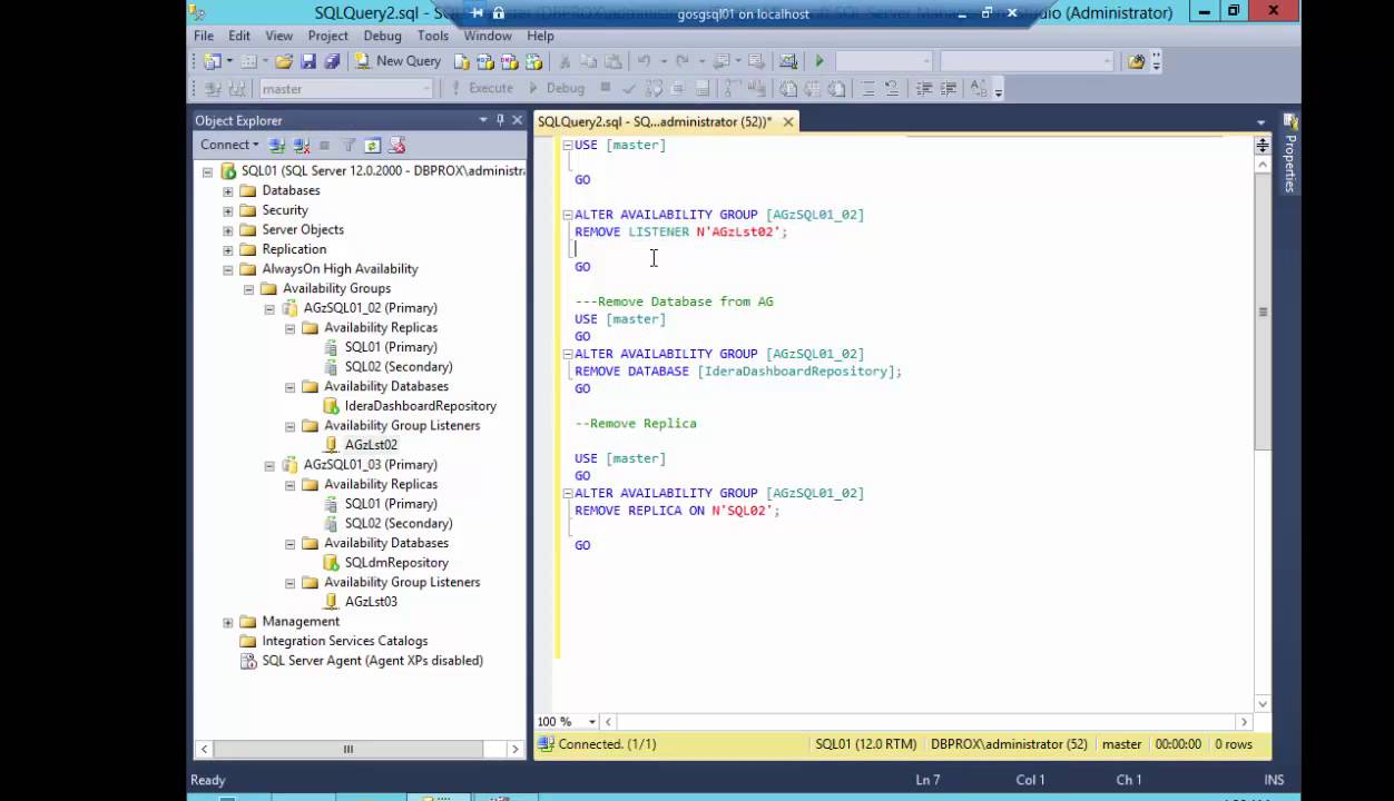 Remove AlwaysOn Configuration -Replica-Databases-Listener - YouTube