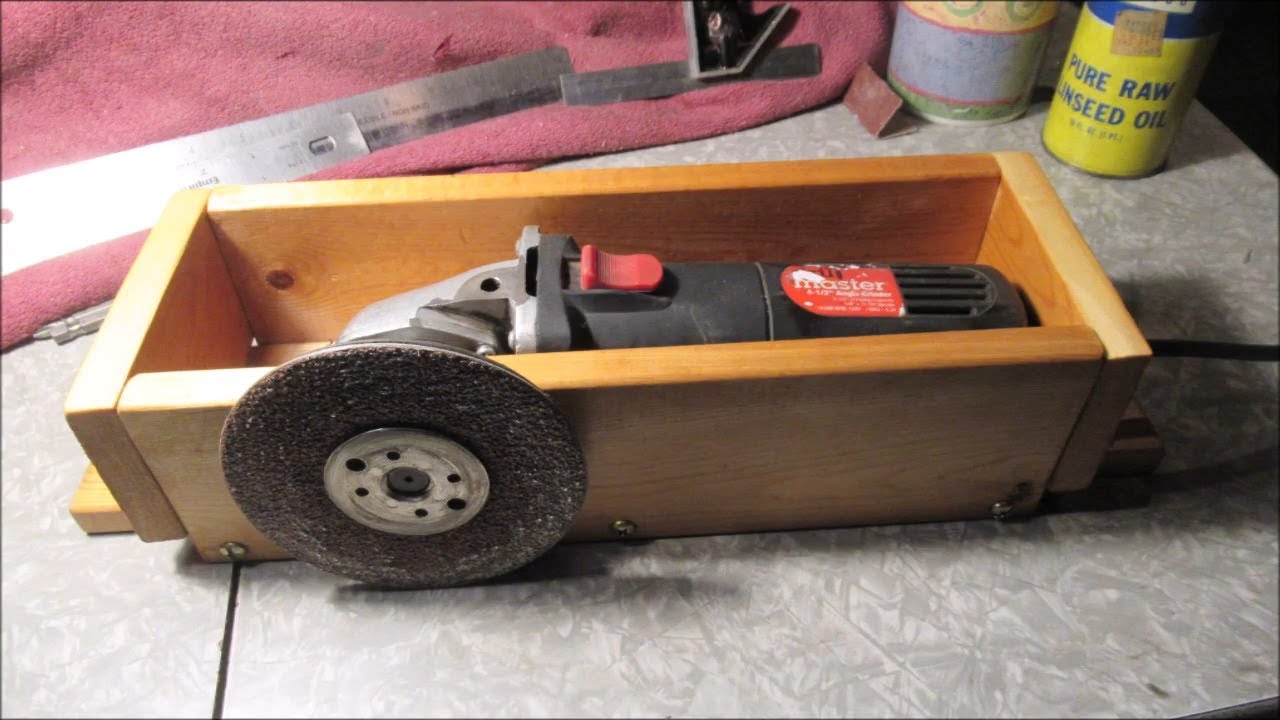 Wood Box / Jig to hold 4 1/2 in. Grinder - YouTube