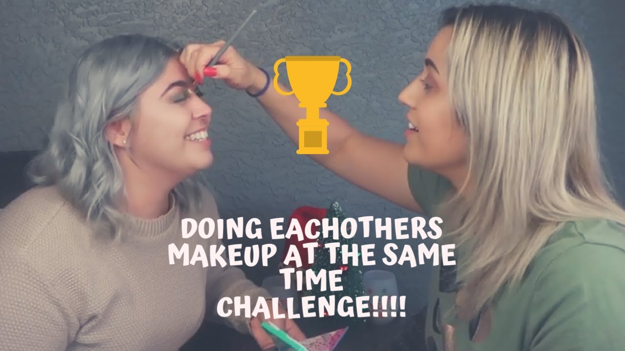 We do each other’s makeup AT THE SAME TIME: A Makeup Challenge - YouTube