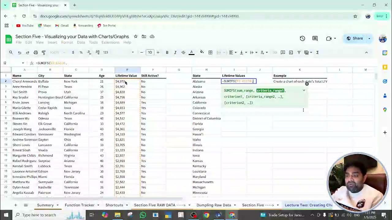 UNIQUE , SORT , SUMIFS Formulas in Google Spreadsheets - YouTube