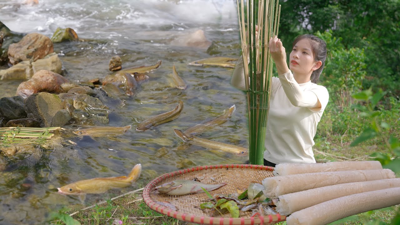Handmade Bamboo Fish Catchers And Bamboo Tube Grilled Fish | One Wish ...