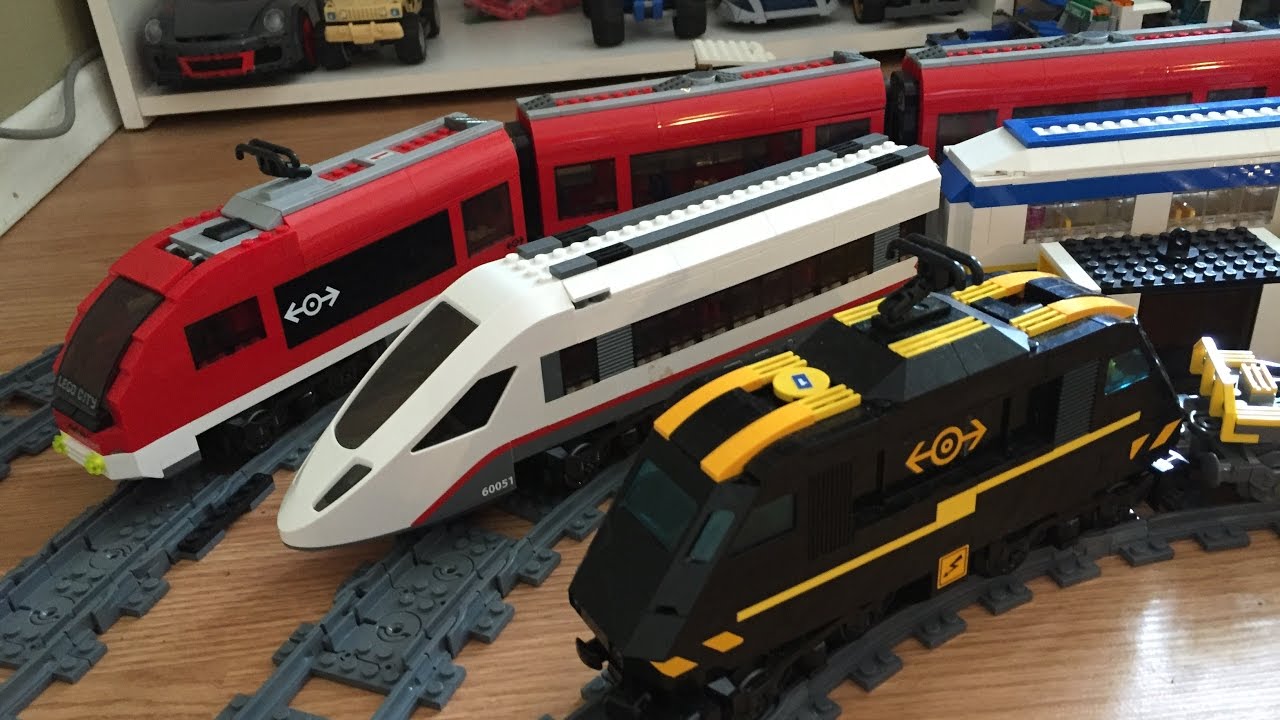 Legohrad - long Lego train hauled by 3 locomotives - YouTube