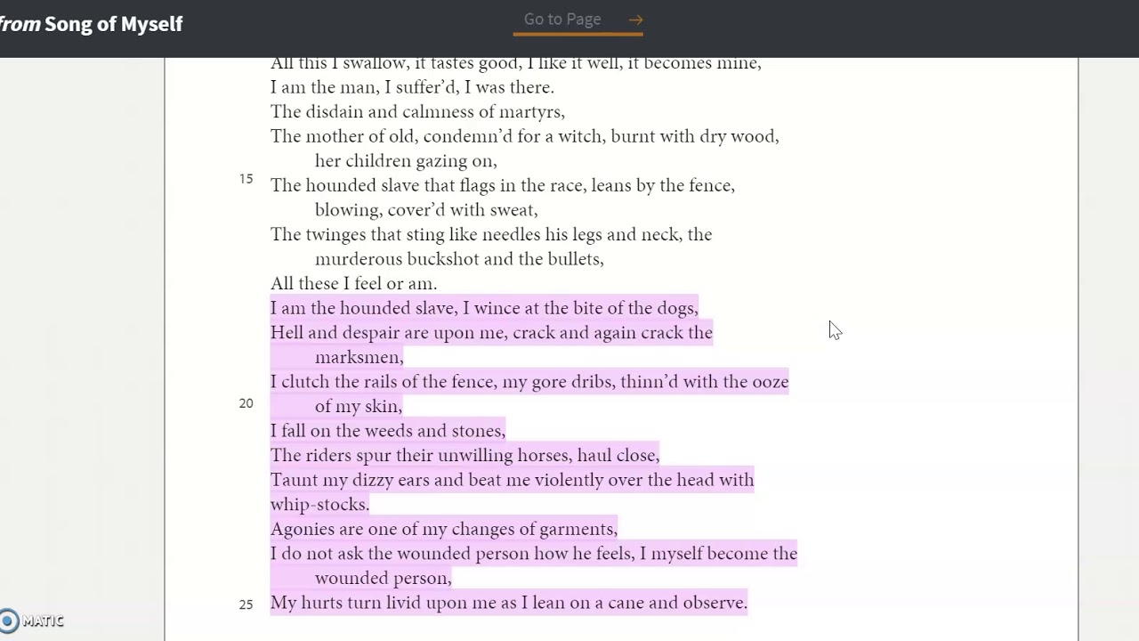 "Song of Myself" Section 33 - YouTube