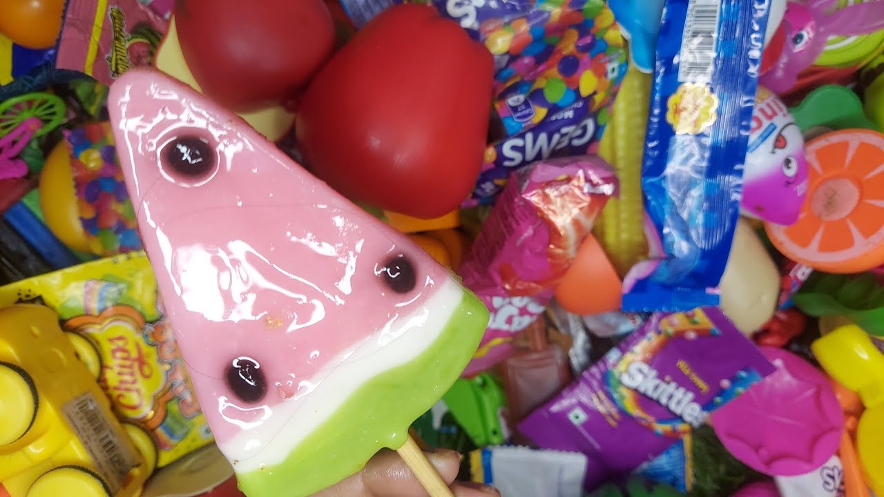 Watermelon 🍉 lollipop and some new cutting fruits - YouTube