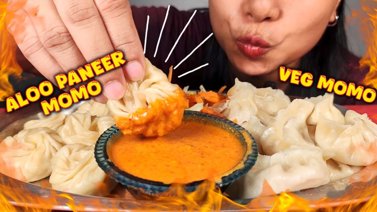 VEG MOMO VS ALOO PANEER MOMO | EATING TWO DIFFERENT TYPES OF MOMO WITH ...