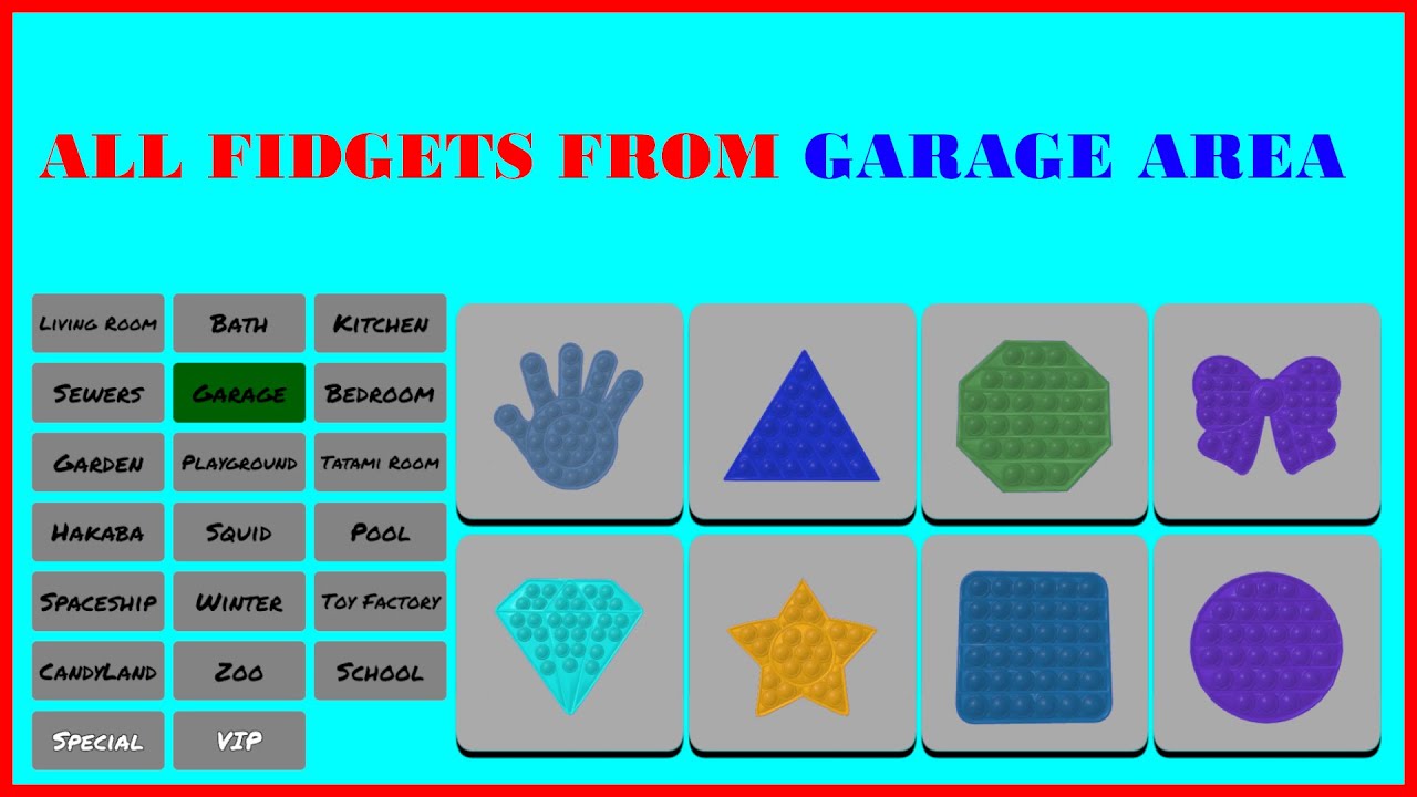 Garage area - All fidget location - Epic Fidget Hunt [Pop It] [Roblox ...