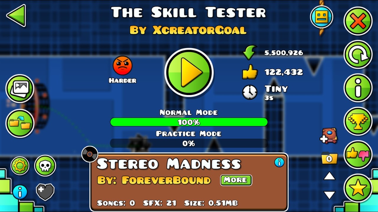 Playing the skill tester in geometry dash by XCreatorGoal - YouTube