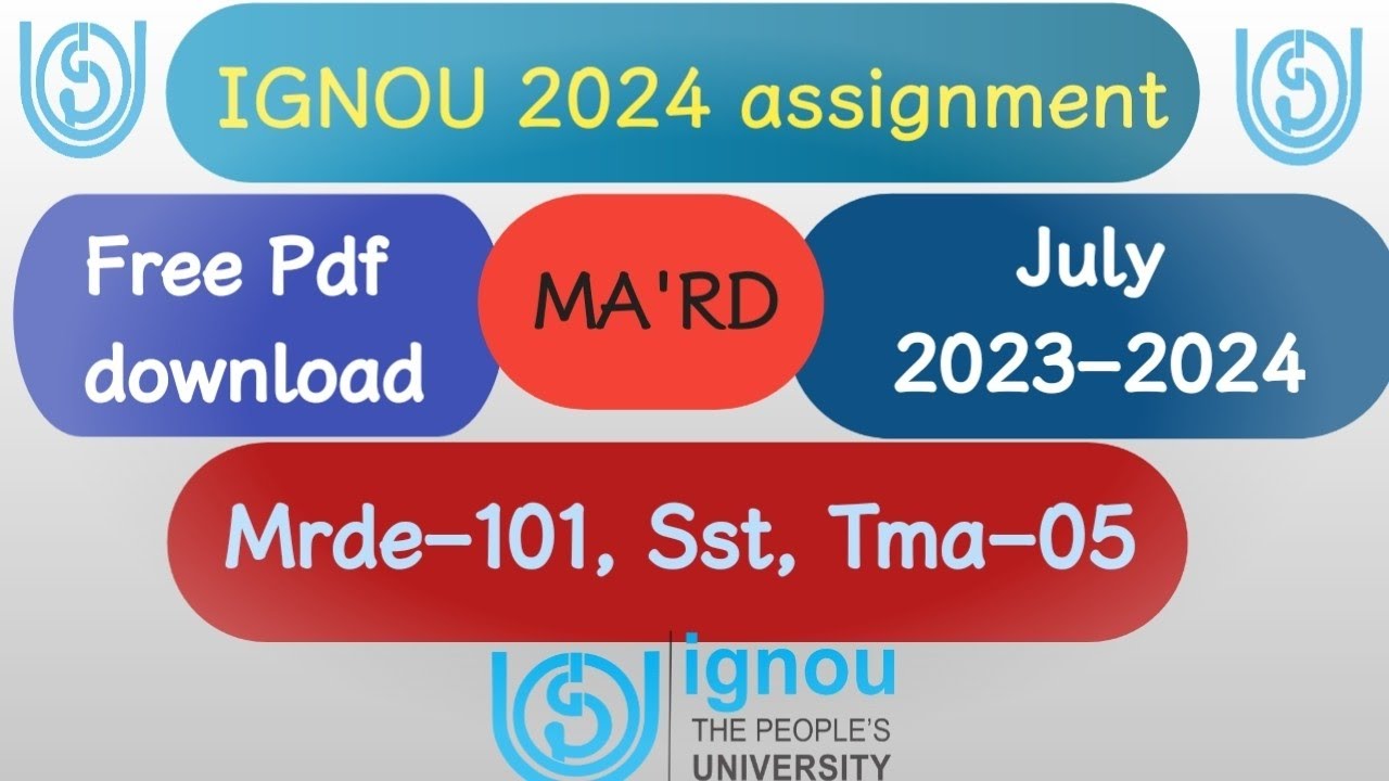 IGNOU MRDE-101 July Session 2023-2024 assignment | बिलकुल फ्री में Pdf download करें। - YouTube