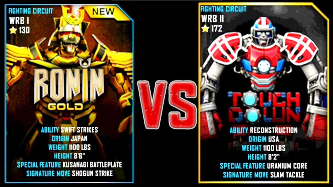 REAL STEEL WRB RONIN GOLD VS Touchdown New Robots UPDATE (Живая сталь ...