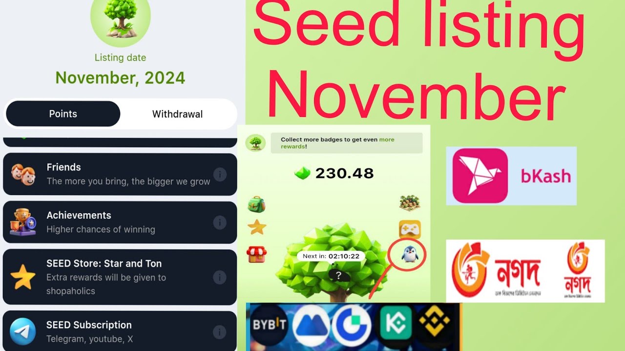 SEED listing November-Seed new Update! seed mining Bot, 200$ থেকে 500$ ইনকাম করার সুযোগ, - YouTube