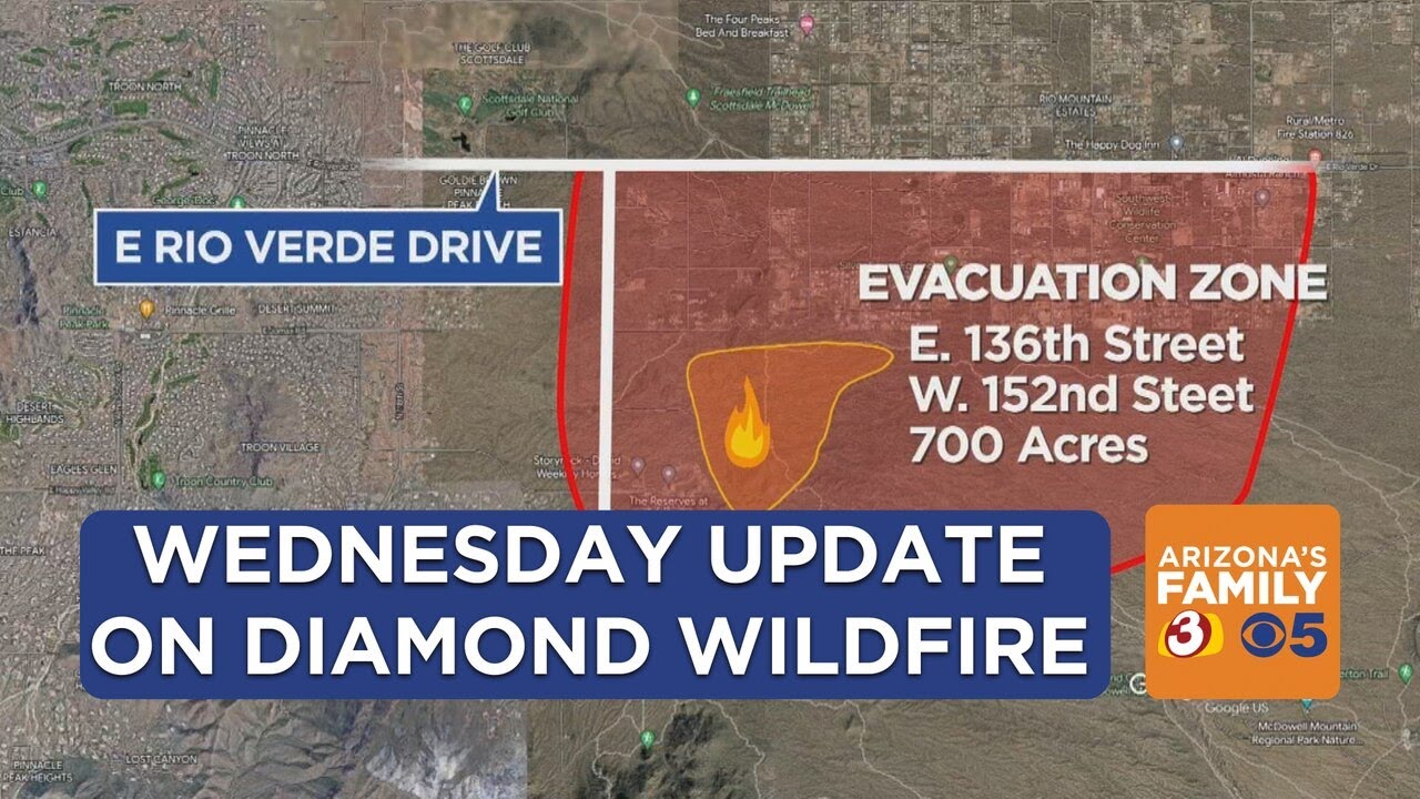 Diamond wildfire burns 2,500 acres in north Scottsdale - YouTube