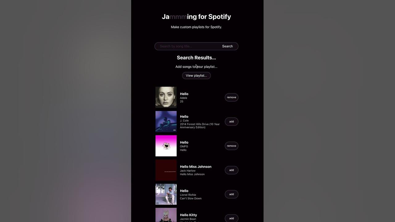 My first react app - Spotify Playlist Builder - YouTube