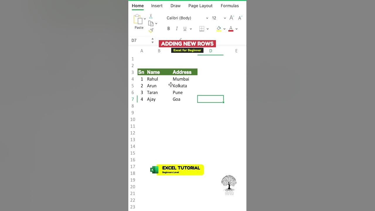 Adding New Row Excel For Beginners Excel Techhacks Excelshortcuts Shorts Viral Youtube
